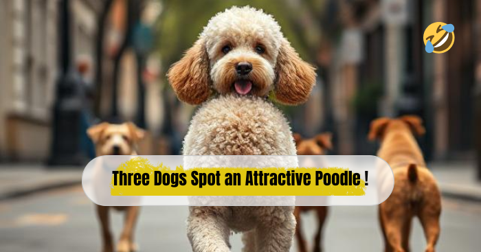 Three Dogs Spot an Attractive Poodle ! - Troublism